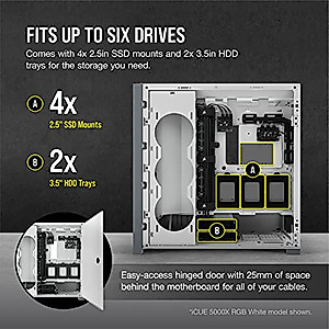 Corsair iCUE 5000X RGB Tempered Glass Mid-Tower ATX PC Smart Case - Black