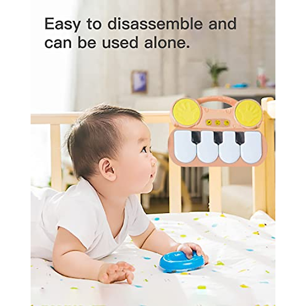 Baby Gym Play Mat,Musical Activity Center Kick Piano Gym Tummy Time Toys for Newborn Babies，Infant Toys Large Thickened and Non Slip Mat Washable (Red)