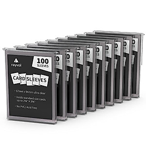 Rayvol 1000 Soft Penny Card Sleeves, 67mm x 94mm Card Sleeves Fit 2-5/8'' x 3-5/8'' Trading Cards, for Baseball Cards, Sports and Other Trading Card Games