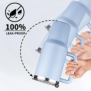 StarSpeed 40 oz Tumbler with Handle and Straw Lid | Stainless Steel Water Bottle Travel Mug Reusable Insulated Cup With Lid And Straw, Keep Cold Heat and Ice for Hours(40oz,Blue)