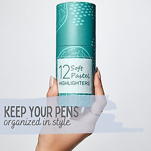 Oyster&Pop 12 Pcs Dual Tip No Bleed Pastel Highlighters | Aesthetic Desk Accessories & Book Highlighters | Cute No Bleed Highlighters for Journaling | Highlighters Aesthetic | Giftable Pen Pot