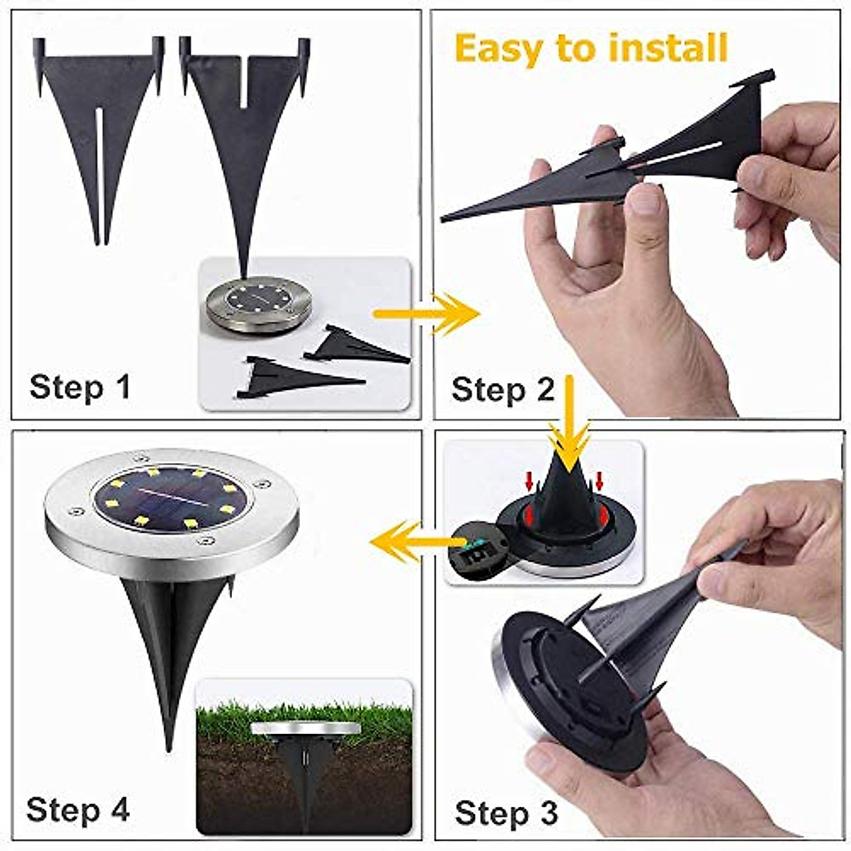 Biling Solar Disk Lights Outdoor, 12 Pack Solar Ground Lights Outdoor Waterproof for Garden Yard Patio Pathway Lawn Driveway - White