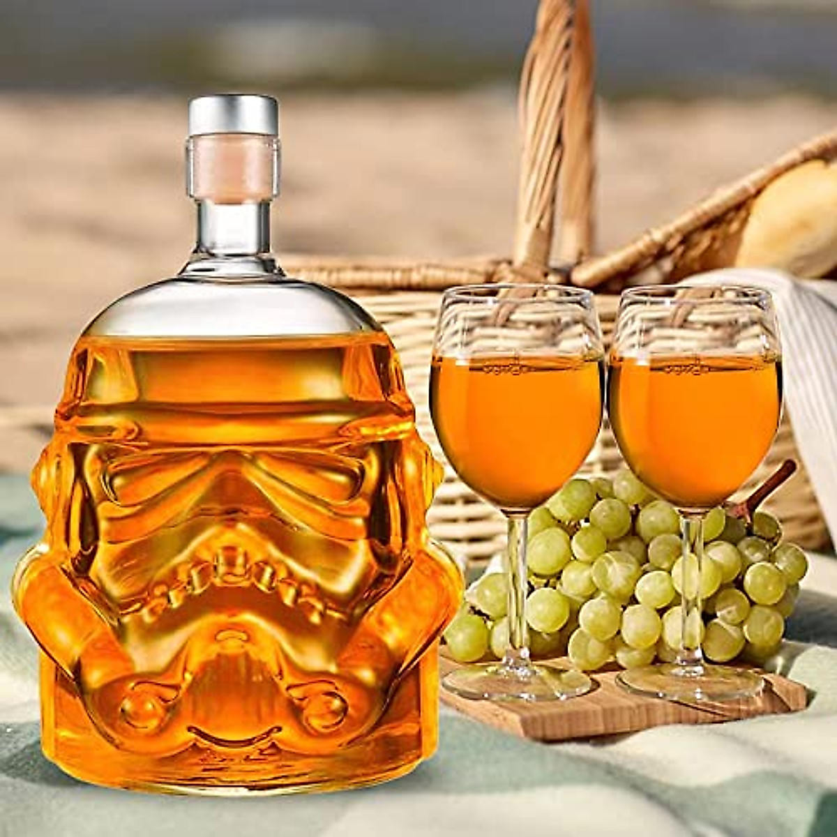 AUTIORE Whiskey Decanter 25Oz Carafe Decanter Transparent Creative Whiskey Carafe for Wine, Liquor, Scotch, Bourbon, Brandy - 750ML Flask Carefe Gift for Husband/Father/Boyfriend.