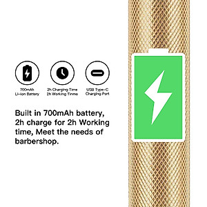 Electric Pro Li Outliner Clippers Cordless for Men Grooming Kits T-Blade Close Cutting Trimmer 0mm Zero Gap Baldhead Beard Shaver Barbershop Rechargeable Hair Clippers（Gold）