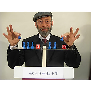 Hands-On Equations® Class Set for Teacher and 20 Students. Includes The Teacher Demonstration Balance Scale and Game Pieces and 20 Sets of Student Manipulatives. Grade 3 and up.
