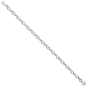 IceCarats 14K White Gold Link Chain Bracelet 7.25 inch
