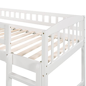Merax Twin Size Loft Bed with Slide and Ladder, White