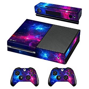 FOTTCZ Vinyl Skin for Xbox One Console, Sound Box & Controllers Only, Sticker Decorate and Protect Equipment Surface, Double Nebula