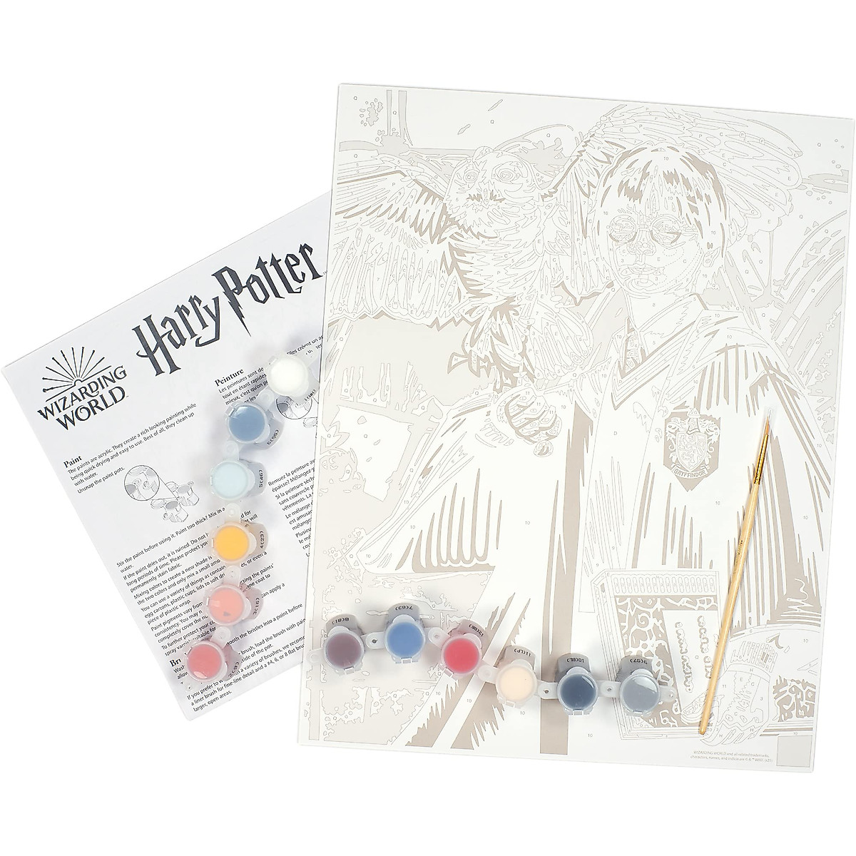 Dimensions PaintWorks Hedwig and Harry Potter Paint by Number Kit for Adults and Kids, Finished Project 11" x 14", Multicolor 15 Piece