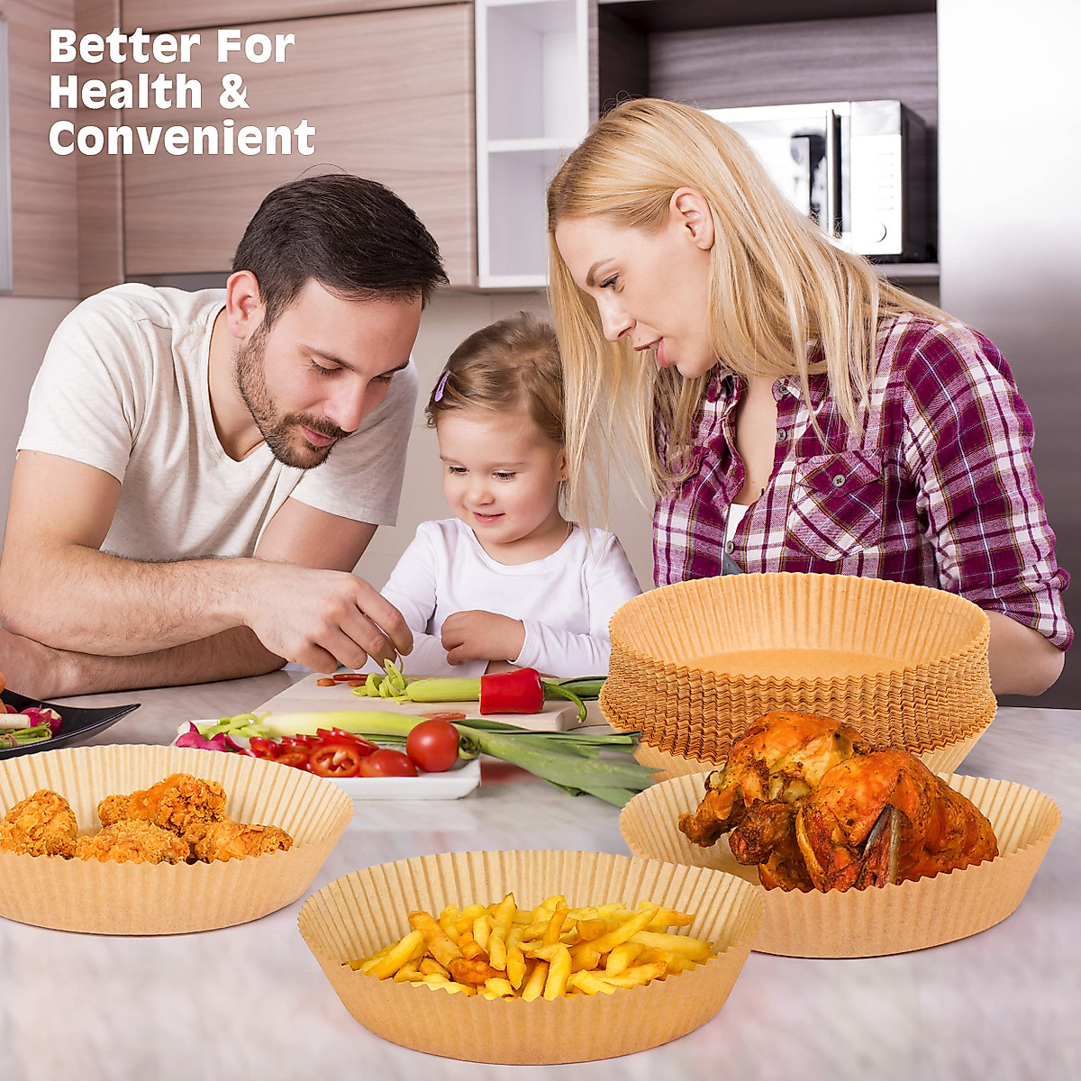 air fryer liners disposable, nonstick, grease, oil-proof air fryer liners, ideal for microwave, and air fryers, 7-inch parchment paper round best for 4-8 quartz from kitchen acquisition 7inch-100 pcs