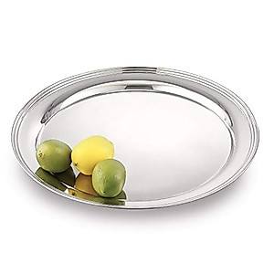 Elegance Round Stainless Steel Serving Tray, 17", Silver