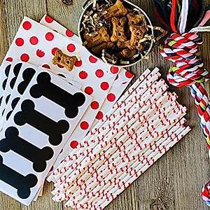 Dog Theme Bone and Paw Print Paper Straws - Black White Red - 50 Pack Outside the Box Papers Brand