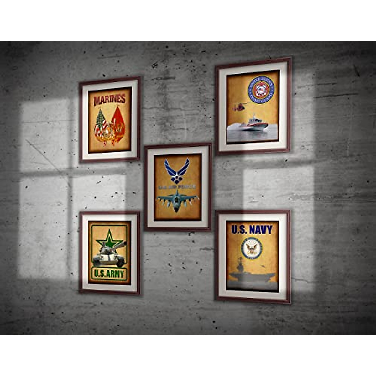 Military 5 Pack Patriotic Tribute to All 5 Branches - Wall Art - 8" X 10" - Unframed - Makes People Stop in Respect (Military 5 Pack 8" X 10")