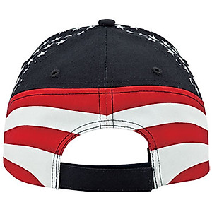 MG Washed Cotton Twill Stars & Stripes USA Ball Cap Hat USA Flag Cap