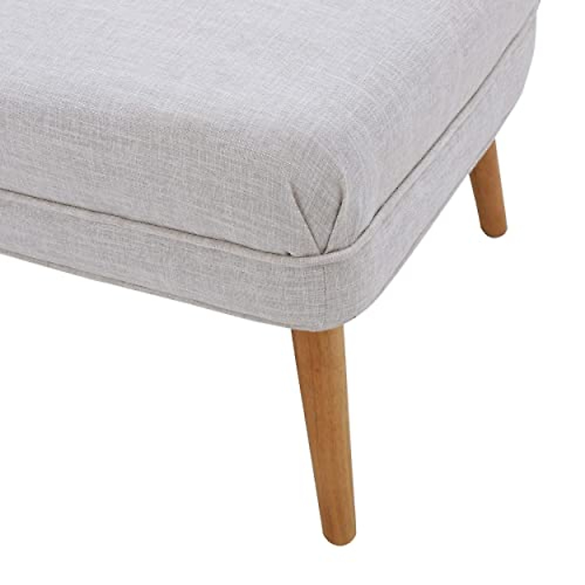 GDFStudio Dumont Mid-Century Modern Fabric Settee, Beige and Natural