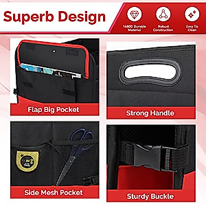 Simniam Car Trunk Organizer Large 95L, Foldable, Non-Slip, Car Storage Organizer Made of Thick Material, Apply to Organizing The Trunk Outdoor Travel Shopping Camping - Red