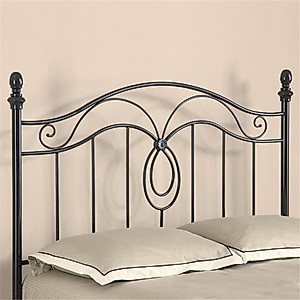 BOWERY HILL Traditional Metal Full Queen Spindle Headboard in Gray