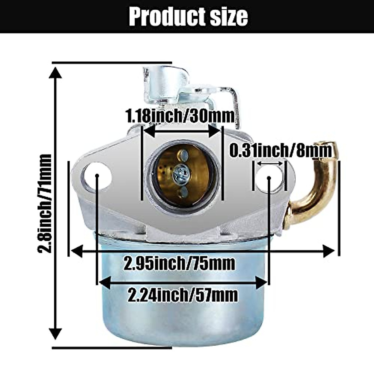 QAZAKY Carburetor Compatible with 12S252 12T102 12T112 12T132 12T152 12T202 12T212 12T232 12T252 12T292 157102 157112 157117 157202 157302 591299 690046 Garden Tiller 5.5hp 6HP 8.25HP
