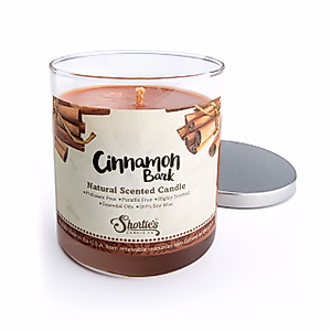 Cinnamon Bark Scented Natural Soy Candle, Essential Fragrance Oils, 100% Soy, Phthalate & Paraben Free, Clean Burning, 9 Oz.