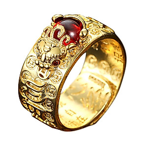 Women Men Vintage Sculpture Stretch Rings Open Adjustable Band Halloween Gemstone Ring Perfect for Halloween Costume Accessories Size 11 Ring Set (A, One Size)