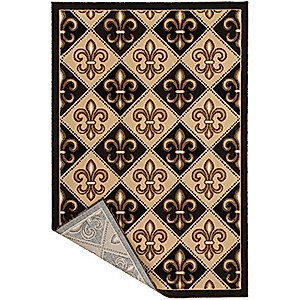 PRO RUGS Fleur DE LIS New Orleans Design Modern Area Rug (5 FEET X 7 FEET)