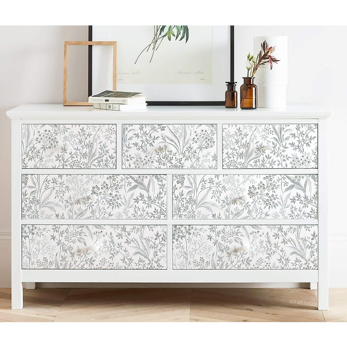 Heroad Peel and Stick Wallpaper Contact Paper Floral Wall Paper Removable Wallpaper Self Adhesive Stick on Wallpaper Boho Leaf Contact Paper for Cabinet Drawer Liner Waterproof Vinyl Roll 15.5''x118''