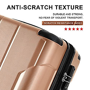 Merax Hardside Luggage Sets 3 Piece Suitcase Set Carry On Expandable Luggage with TSA Lock Spinner Wheels for Men Women (Gold)