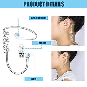 8 Pieces Ear Piece Toys Security Headset Earpiece Agent Earpiece Costume Prop Earpiece Headphones, Snap Replacement Acoustic Tube for 2-Way Radio Audio Headsets
