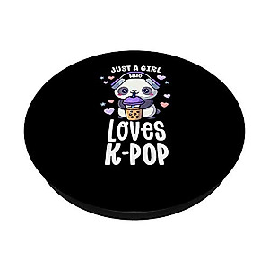 Just A Girl Who Loves K-Pop Shirt Gift Kawaii Boba And KPop PopSockets PopGrip: Swappable Grip for Phones & Tablets