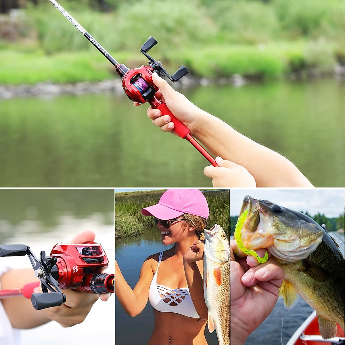 Sougayilang Fishing Rod Two Pieces,Sensitive Graphite Casting Pole with Stainless Guide Rings and Comfortable Handle for Travel Saltwater Freshwater