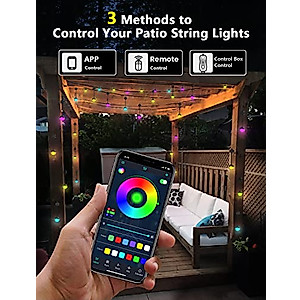 Lemon Summer String-Lights-55ft-RGBIC-Smart Multi-Color-Changing Waterproof-Outdoor-Dimmable-Remote - IP65 Shatterproof Patio Lights, 15 LED Bulbs with 213 Scene Modes, App Control, Connectable