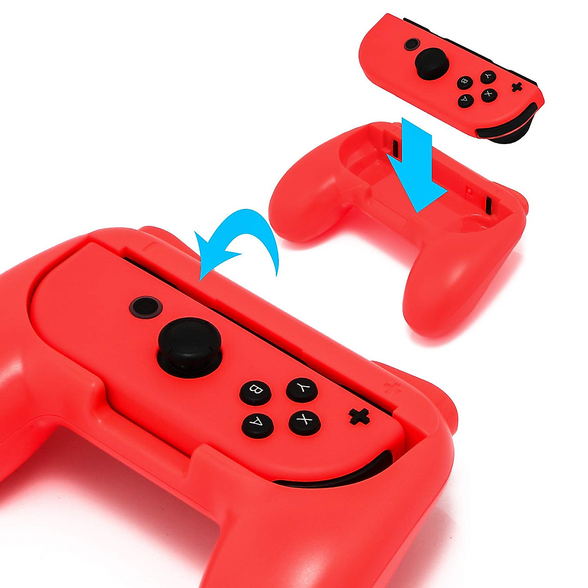 HEATFUN Switch Joy Con Grips, Comfortable Switch Joy Con Controller Grips - Blue and Red