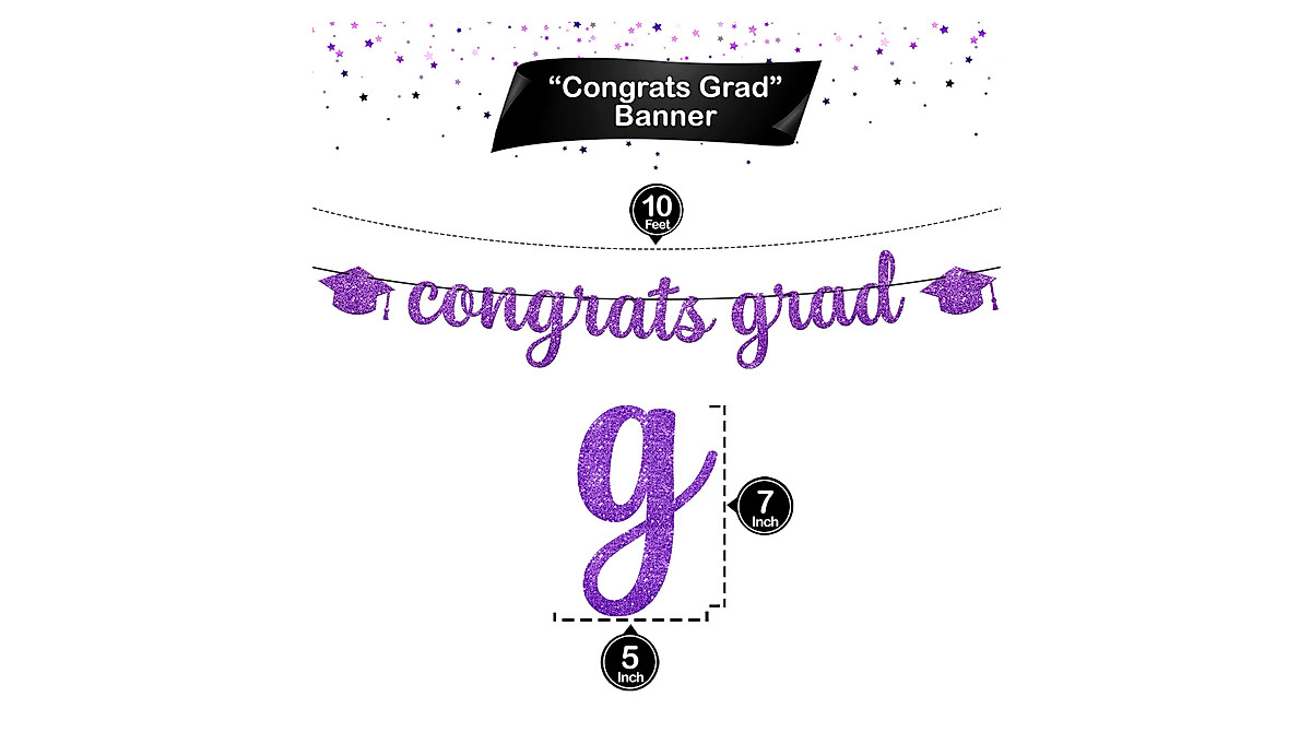 Purple Congrats Grad Banner - 10 Feet for 2024 Graduation