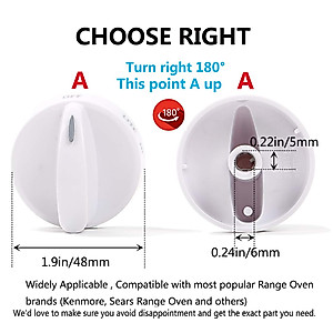 Reyhoar Range Surface Burner Knob Replacement Part 316442512 Compatible with Frigidaire & Kenmore & Sears Range Oven - Replaces PS2332410, AP4327159, FRG316442512, 1 Pcs, White