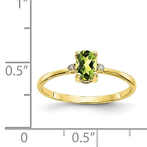 IceCarats 10K Yellow Gold Diamond Green Peridot Ring Gemstone Band April August Birthstone Jewelry Size 6