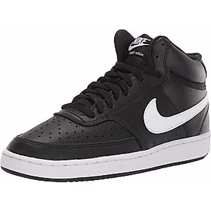 Nike Women's Court Vision Mid Sneaker, Black/White, 6.5