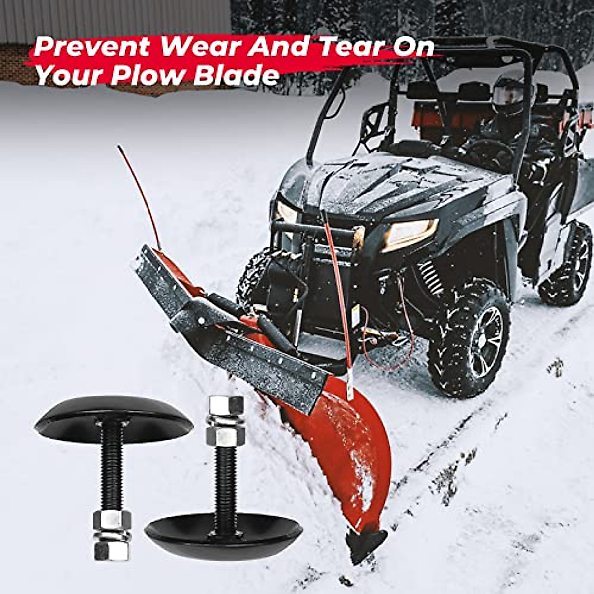 KEMIMOTO Universal Snow Plow Skid Shoes ATV UTV Compatible with RZR 900S 1000XP Trail Ranger General Sportsman Pioneer Rhino Mule 2873423
