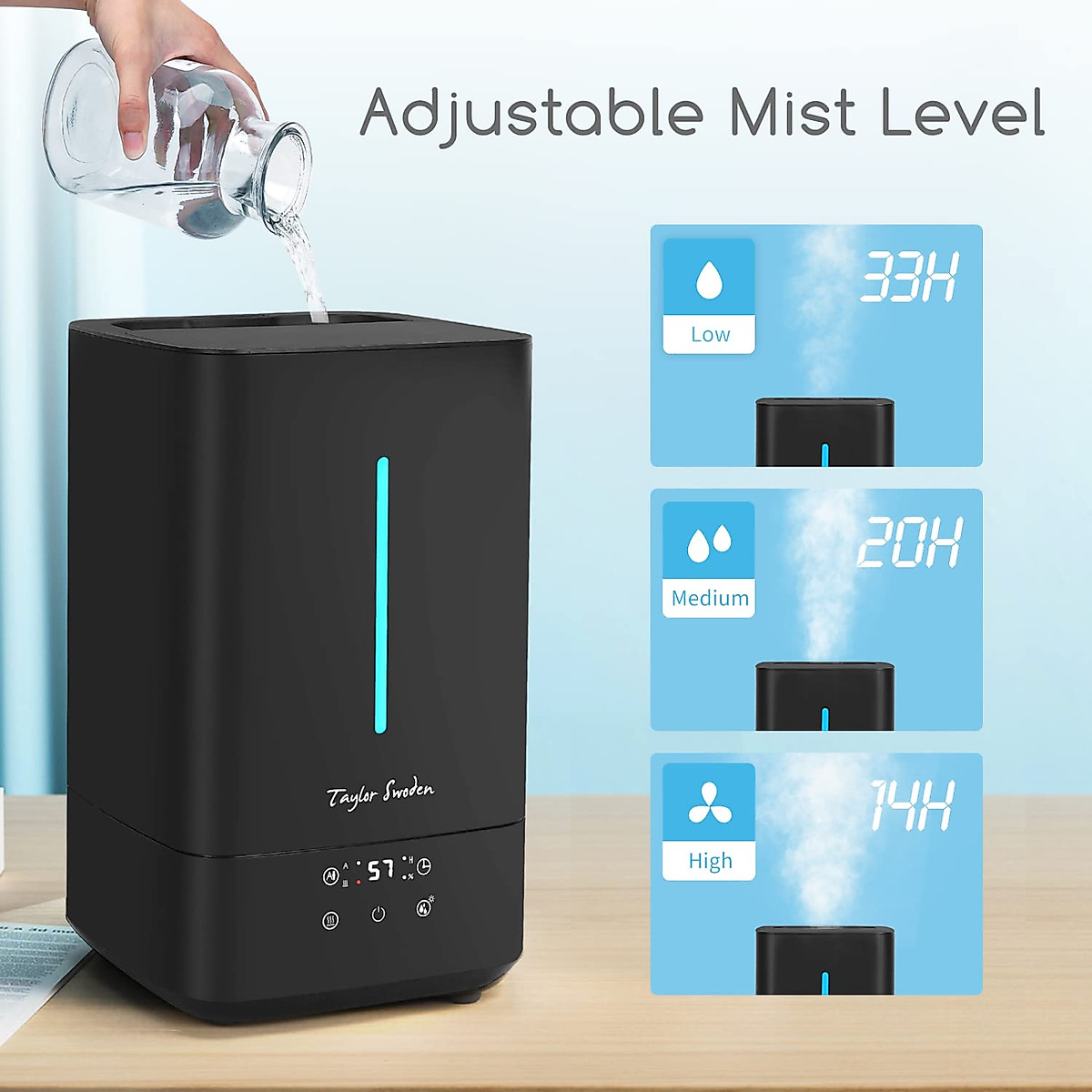 Humidifiers for Bedroom Warm and Cool Mist 5L Top Fill Water Tank Lasts Up to 30 Hours