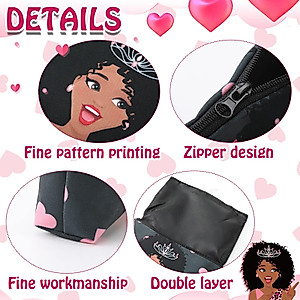 Chunful 9 Pcs Black Women Makeup Bag African American Make up Pouch Bags Canvas Travel Cosmetic Bags for Women Queen Zippered Toiletry Bag Reusable Multi Purpose Organizer for Adults (Stylish Style)