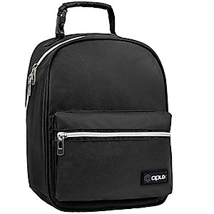 opux Premium Insulated Lunch Box for Boys, Girls | Durable Leakproof School Lunch Bag with Handle Clip, Mesh Pocket | Reusable Work Lunch Pail Cooler for Adult, Men, Women | Fits 14 Soda Cans (Black)