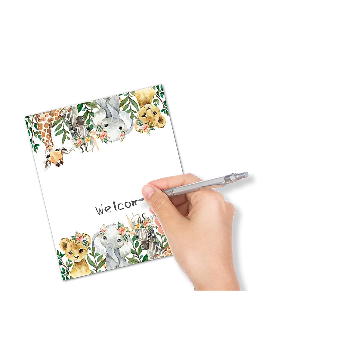 Table Place Card, Jungle Safari Animals Themed Tent Style Cards, Pack of 25 Half-Fold Reception Place Card, Wild Animal Food Labels, Perfect for Baby Shower, Birthday Party C03