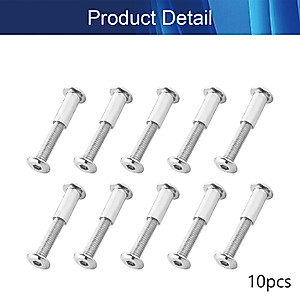 Yinpecly 10Pcs Screw Post Fit for 5/16"(8mm) Hole Dia, Male M6x30mm Belt Buckle Binding Bolts for Scrapbook Photo Albums Binding and Leather Saddles Purses Belt Repair, Carbon Steel Silver
