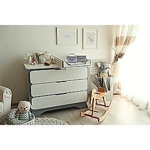 Modern Designs Pro Embroidered Diaper and Wipes Caddy - Grey Diaper and Wipes Storage Baskets for Nursery - Changing Table Organizer