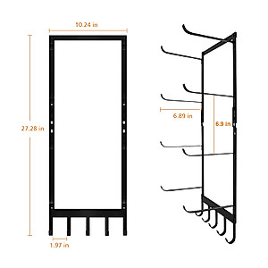 YiSeyruo Yoga Mat Holder Wall Mount: Yoga Mat Home Storage Organizer Rack Metal | Foam Roller Holder 4 Sections with 5 Hooks for Hanging Yoga Resistance Bands Equipment Accessories at Home Gym