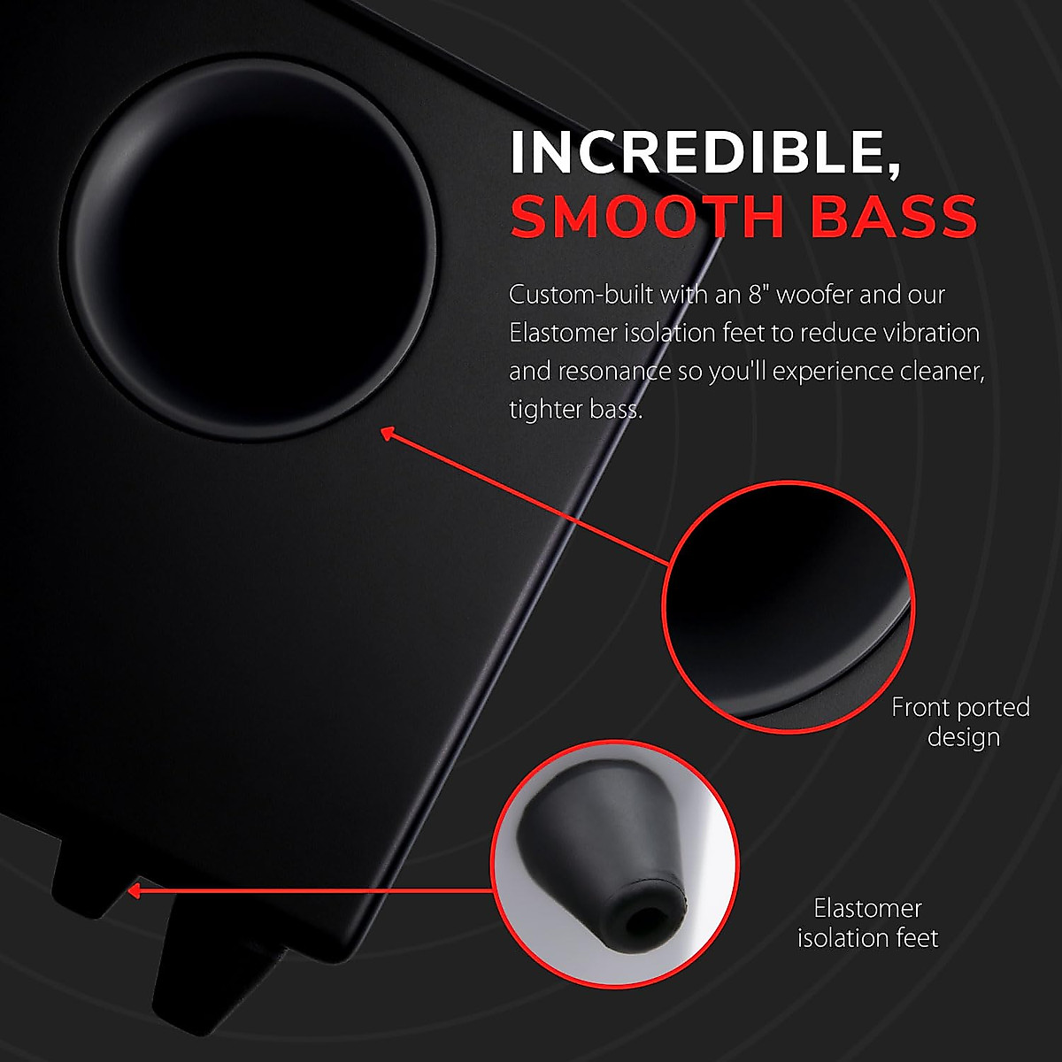 Audioengine S8 Powered Home Subwoofer Speaker - 250W 8-inch Subwoofer with Built-in Amplifier for Home Audio