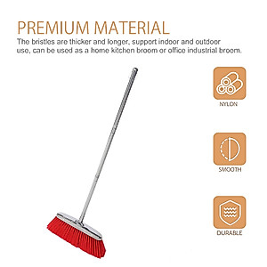 SOLUSTRE Angle Broom Steel Long Handle Broom Soft Bristles Broom Wide Sweeper Broom for Home Kitchen Office Yard Use