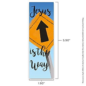 Jesus is The Way, John 14:6, Bulk Pack of 25 Christian Bookmarks for Kids, Childrens Bible Verse Book Markers, Sunday School Prizes with Memory Verses, Scripture Gifts for Kids & Youth
