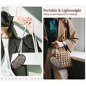 MoKo Unisex PU Protective Eyeglasses Case, Leopard, Zipper, 6.69x3.66x2.28in, 3.27oz