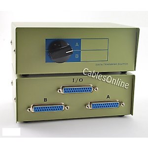 CablesOnline 2-Way A/B DB25 Parallel Printer Rotary Switch Box, Metal (SB-001)