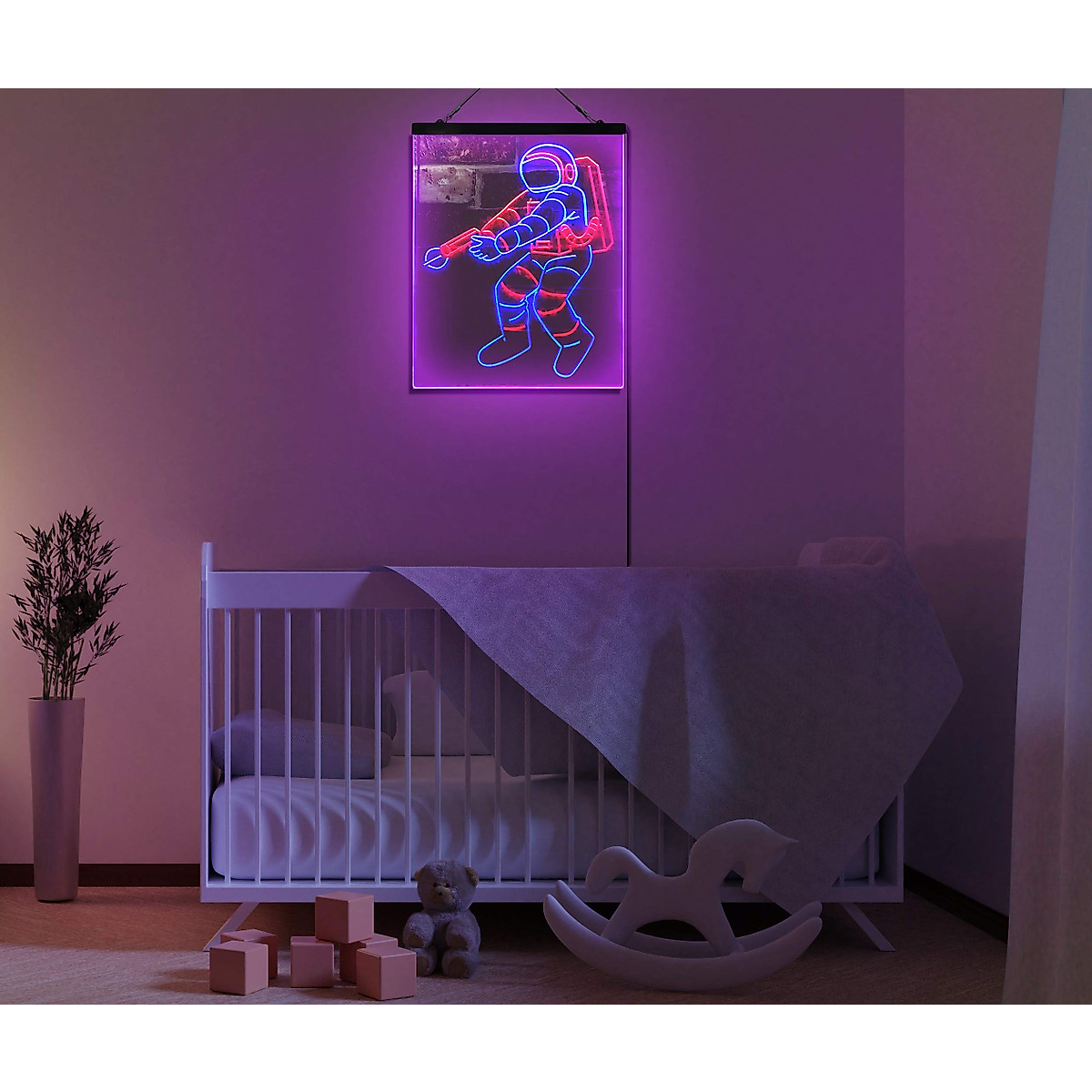 ADVPRO Astronaut Space Rocket Shuttle Kid Room Dual Color LED Neon Sign Red & Blue 12" x 16" st6s34-i3136-rb